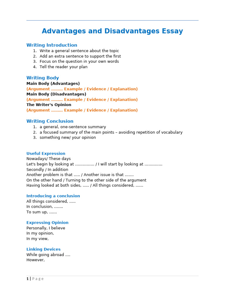 Advantages and Disadvantages Essay | PDF | Globalization | Developing ...