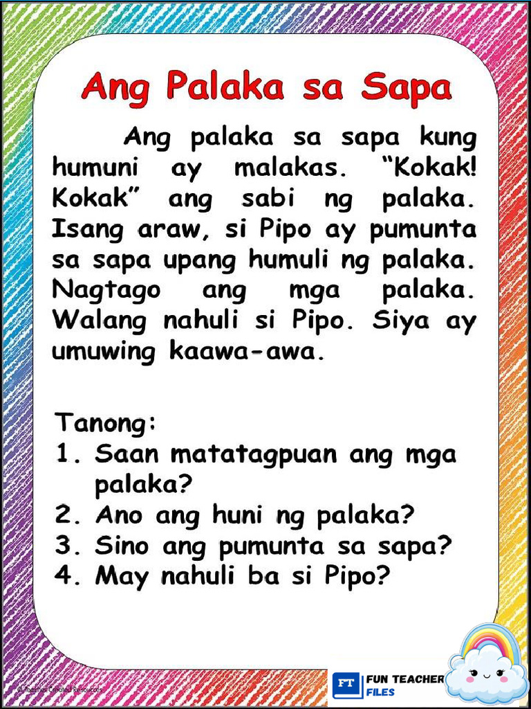 Filipino Reading Materials With Comprehension Questions Set 9 | PDF