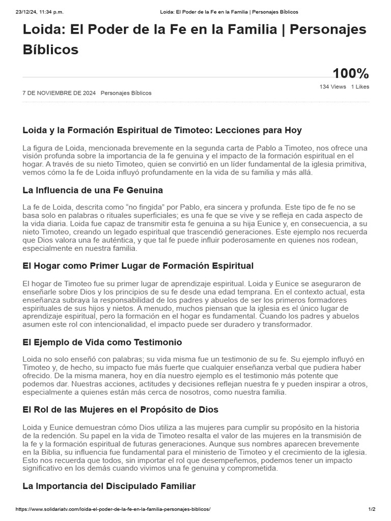 Loida_ El Poder de la Fe en la Familia _ Personajes Bíblicos | PDF ...