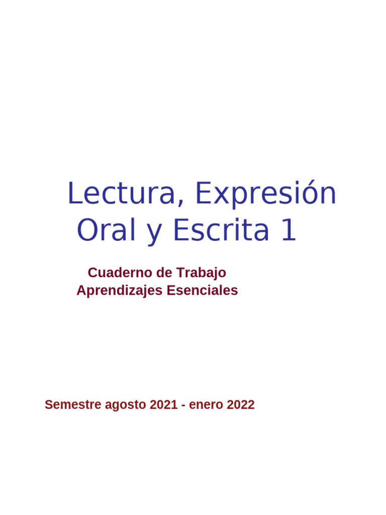 Cuaderno de Trabajo: Oral y Escrita 1 | PDF | Verbo | Numero Gramatical