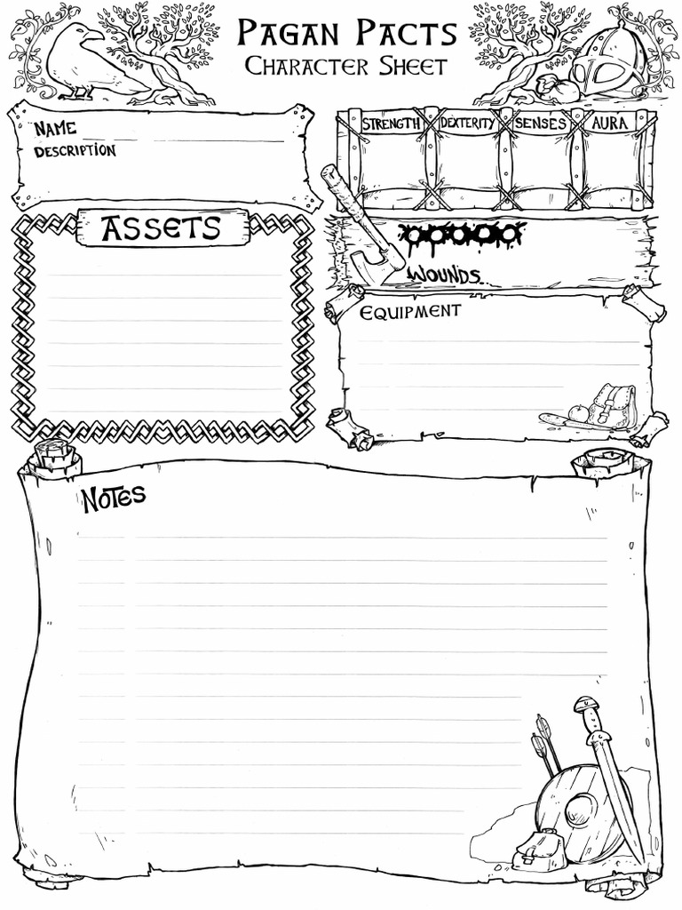 Pagan Pacts Character Sheet Lines | PDF