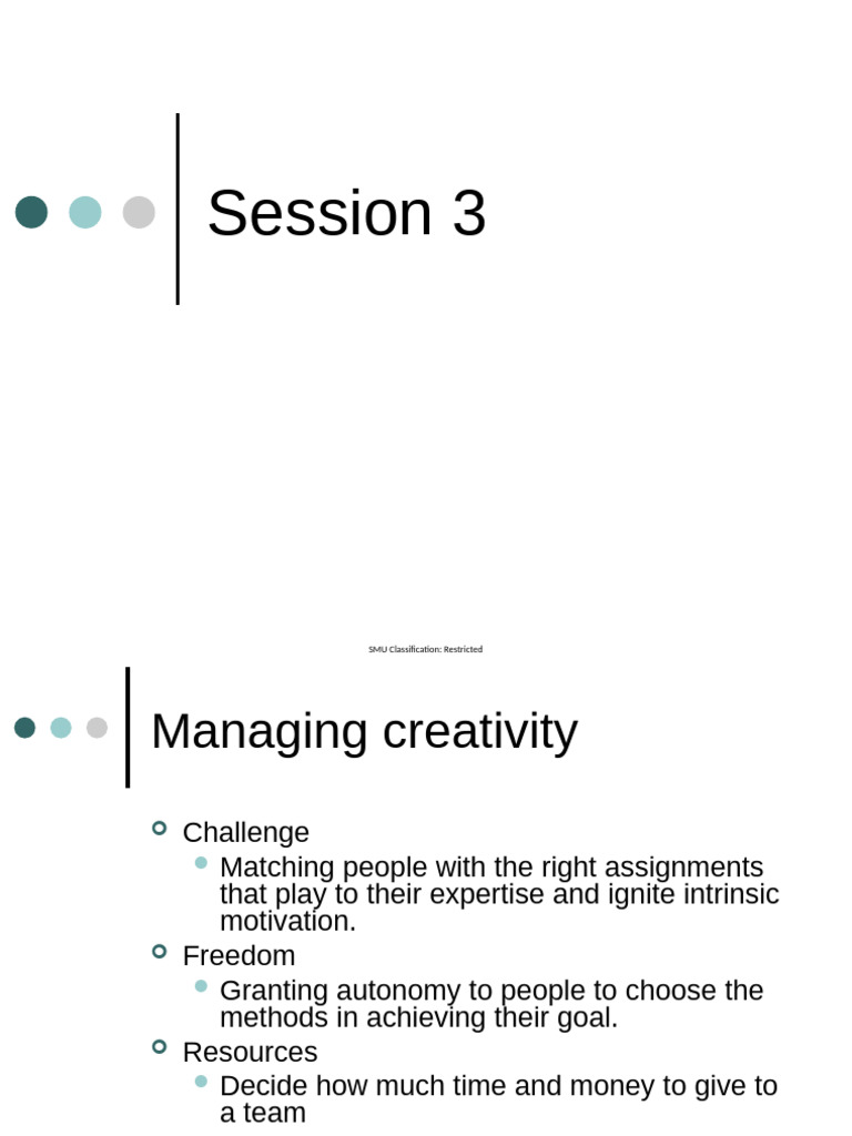 Managing Creativity in Organisation - Session 3 | PDF | Creativity ...