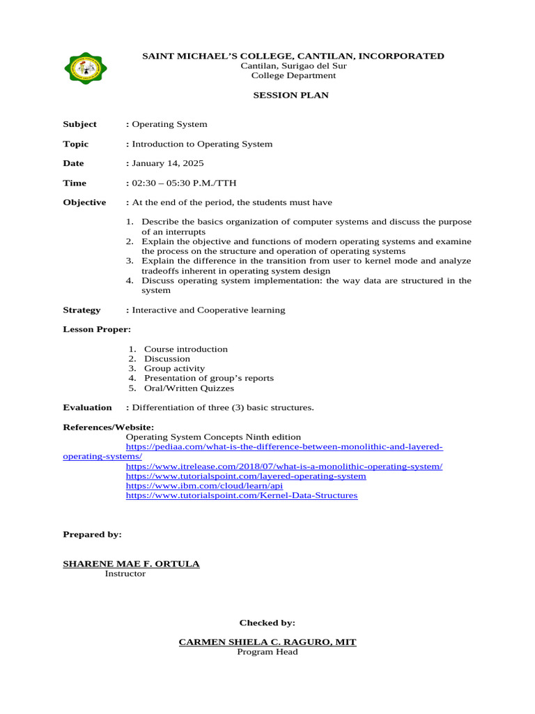OS1 - SESSION PLAN | PDF | Operating System | Computer File