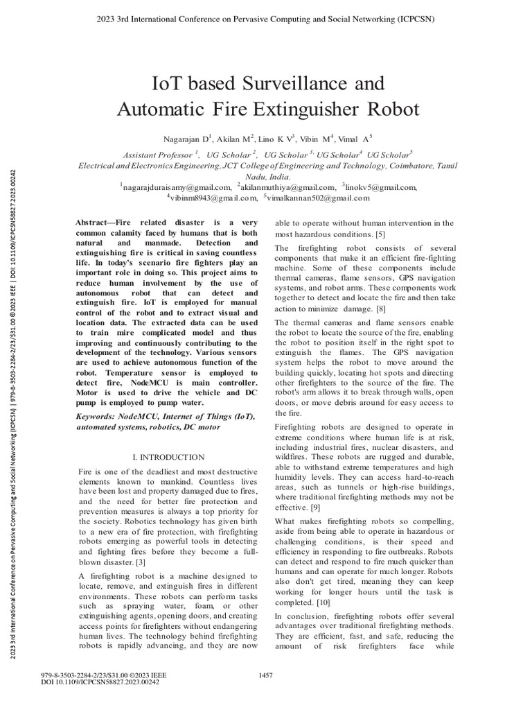 IoT Based Surveillance and Automatic Fire Extinguisher Robot | PDF ...