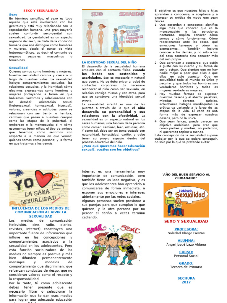 TRIPTICO SEXUALIDAD en Niños | PDF | La sexualidad humana | Sexo