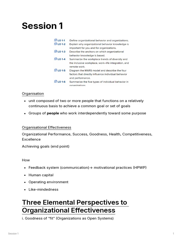 Managing People at Work - Session 1 | PDF | Goal | Human Capital
