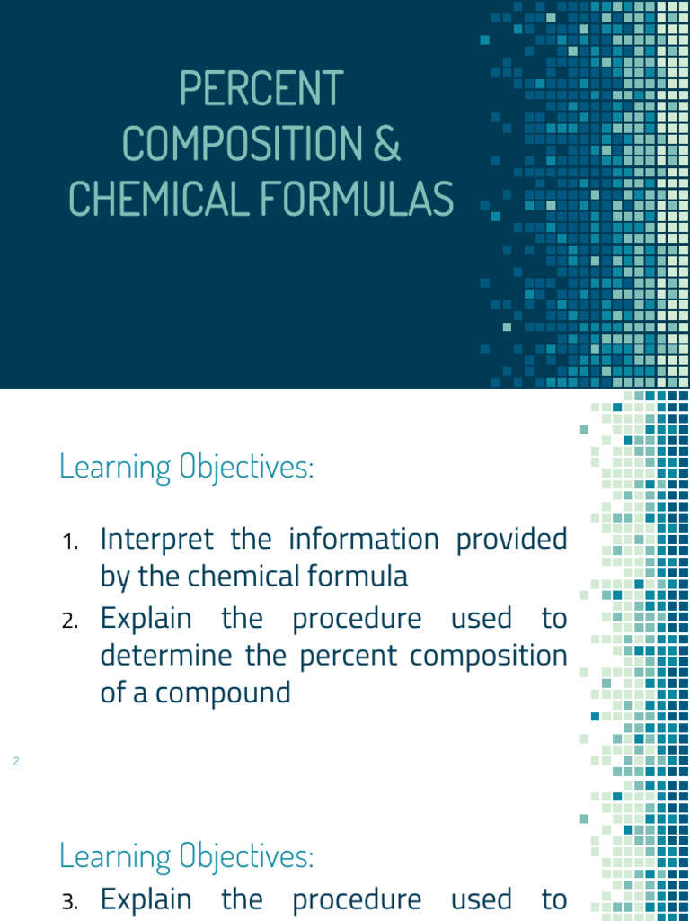 Percent Composition Chem. Formulas | PDF | Mole (Unit) | Molecules