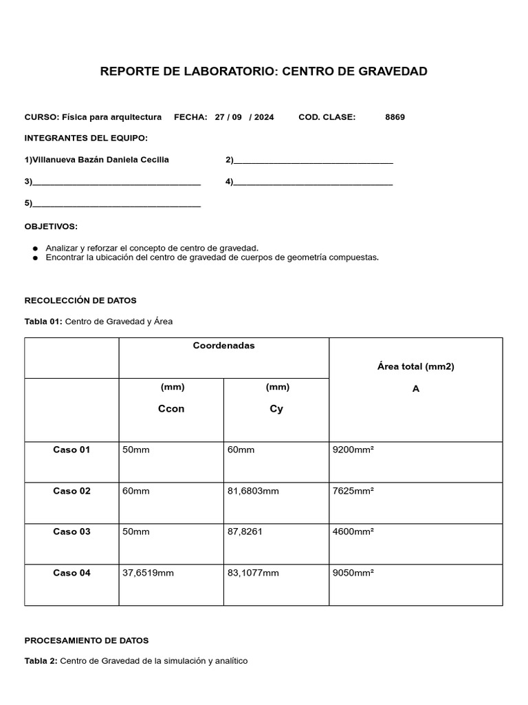 REPORTE - LAB - FISIARQ - S07 - CG 2024.docx - 20240930 - 091049 - 0000 | PDF | Masa | Gravedad