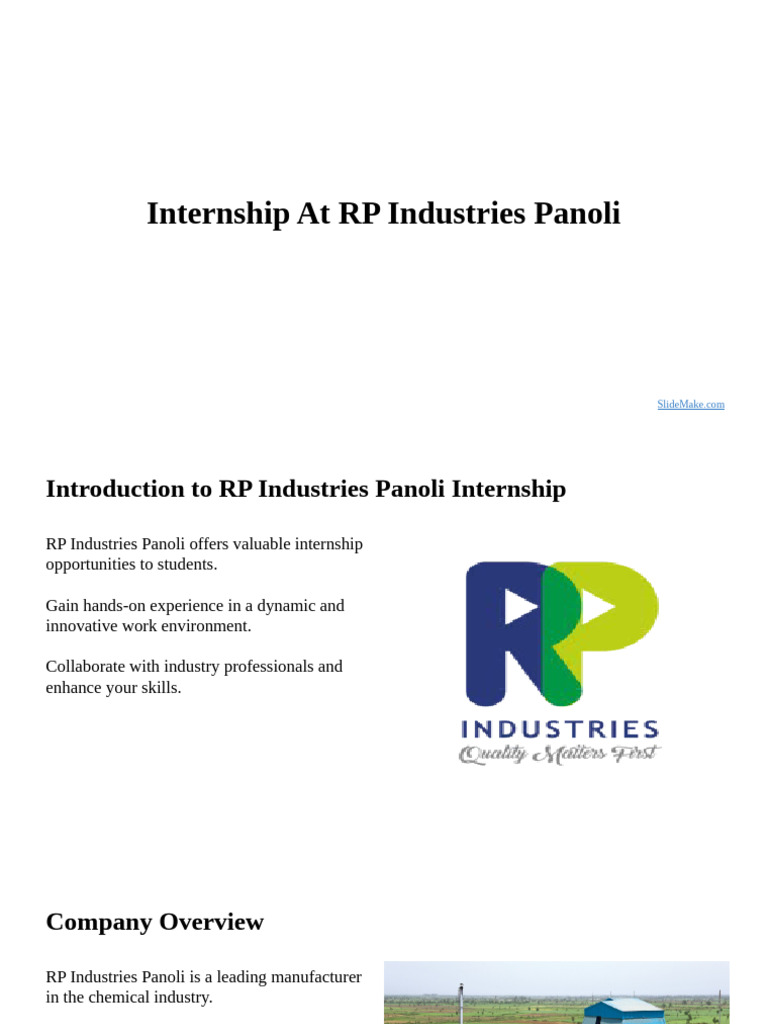 Internship at RP Industries Panoli | PDF | Mentorship | Internship