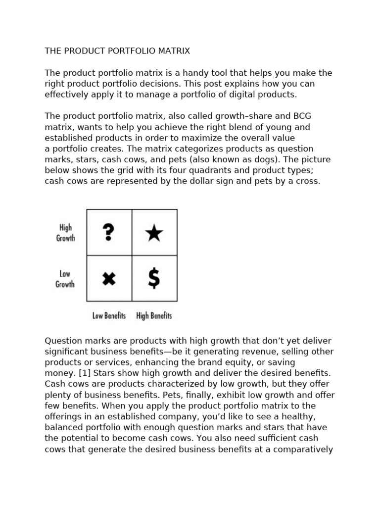 Lesson 11 Product Portfolio Matrix | PDF | Investment Management ...