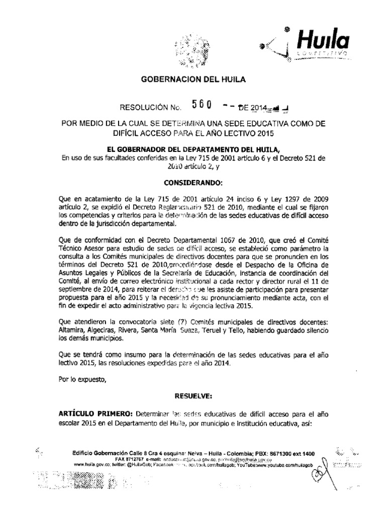 Resoluciones Zonas Difil Acceso | PDF