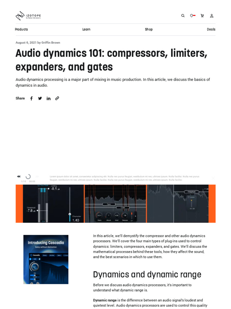 Audio Dynamics 101 - Compressors, Limiters, Expanders, and Gates | PDF ...