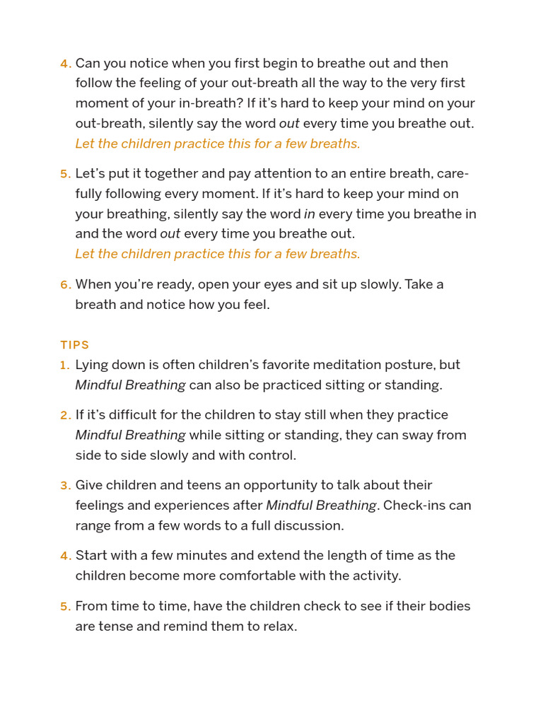 Mindful Breathing Techniques for Kids | PDF
