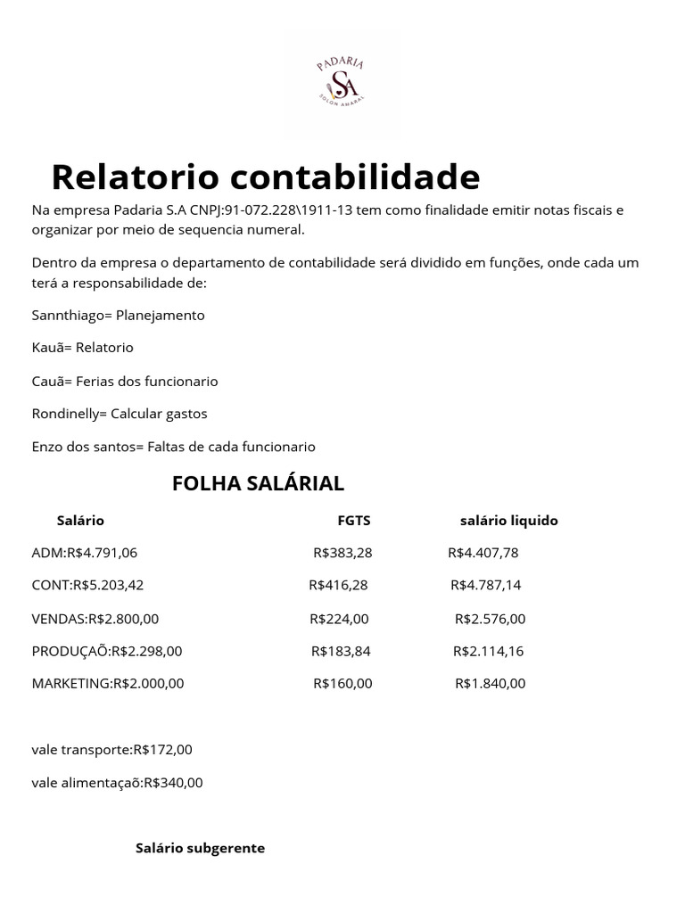Relatorio Contabilidade | PDF