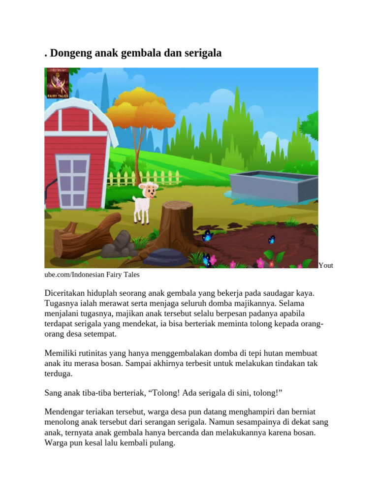 Dongeng Anak Gembala Dan Serigala | PDF