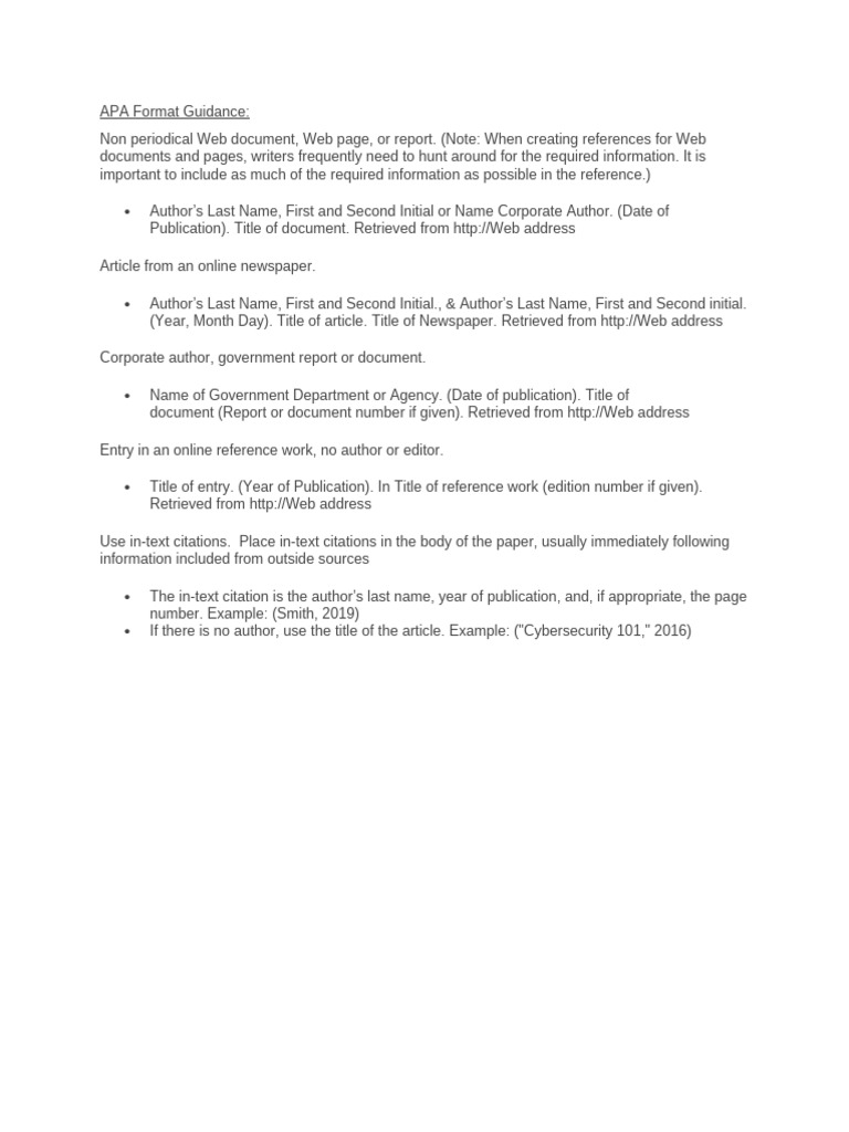 APA Format for Online References Guide | PDF