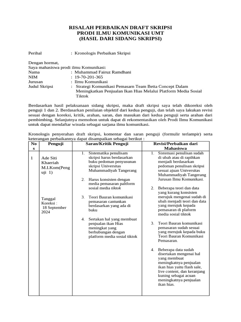 Risalah Perbaikan | PDF