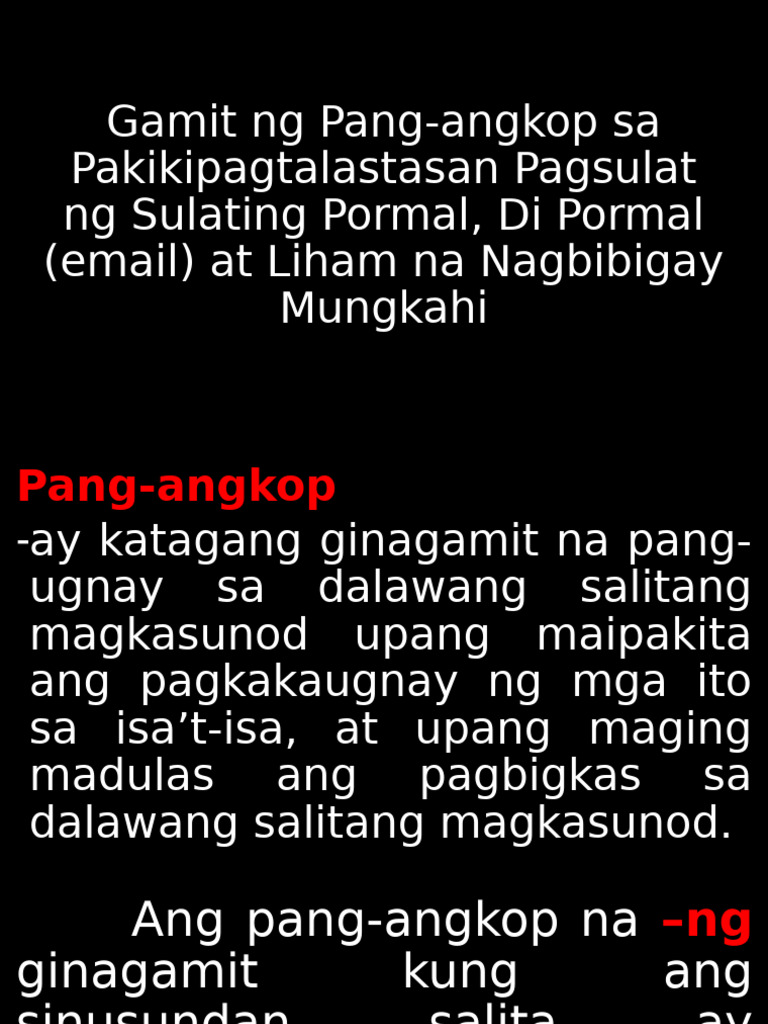 Q3 - W7 - Gamit NG Pang-Angkop Sa Pakikipagtalastasan Pagsulat NG Sulating Pormal, Di Pormal ...