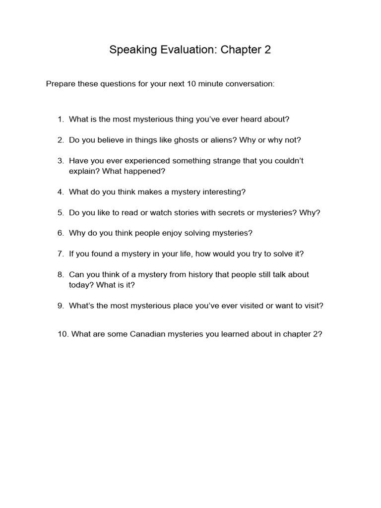 Speaking Evaluation: Chapter 2 | PDF