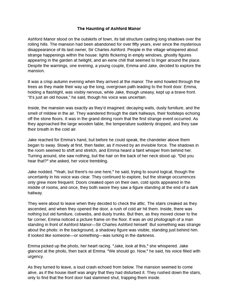The Haunting of Ashford Manor - Text and Questions | PDF