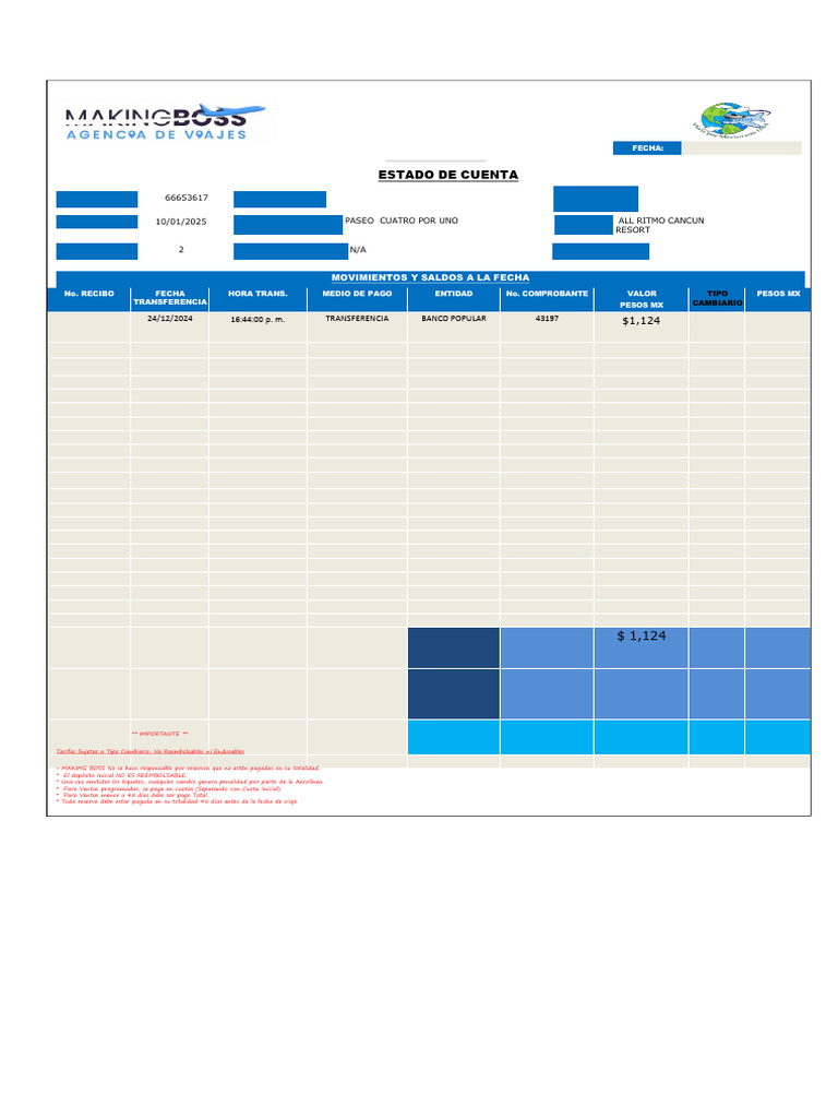 Tour 4x1-Mex.-Estado Cta 251224 | PDF | Economias | Bancario