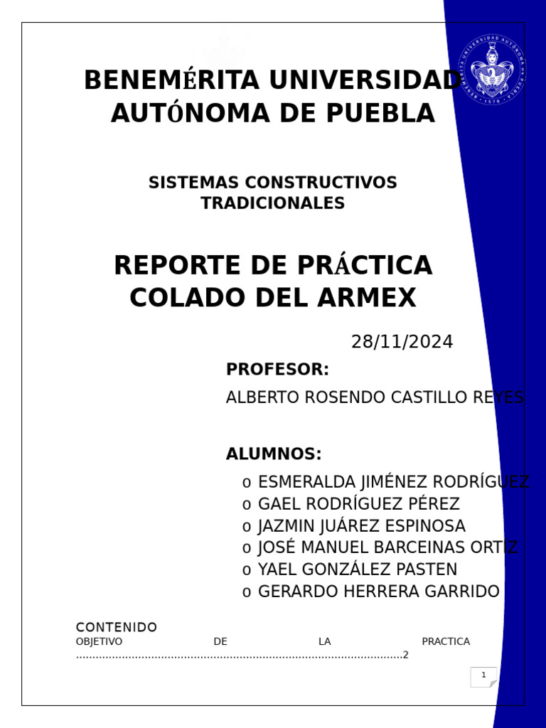 Reporte de Práctica Colado | PDF