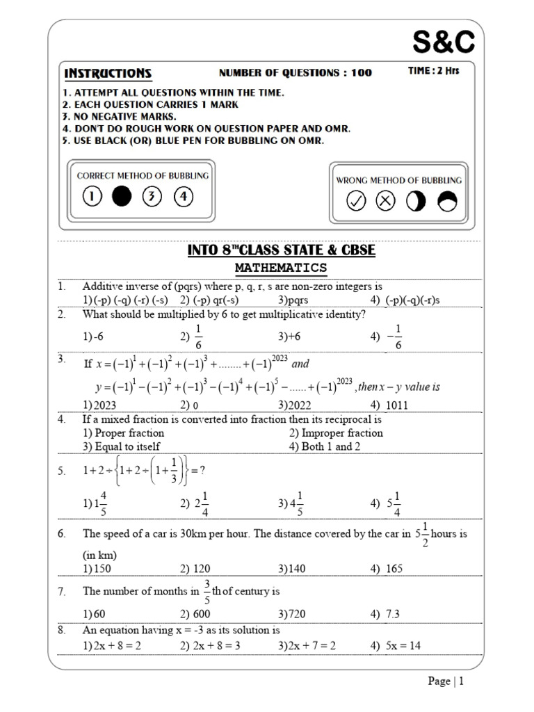 Into 8TH Class State Cbse | PDF