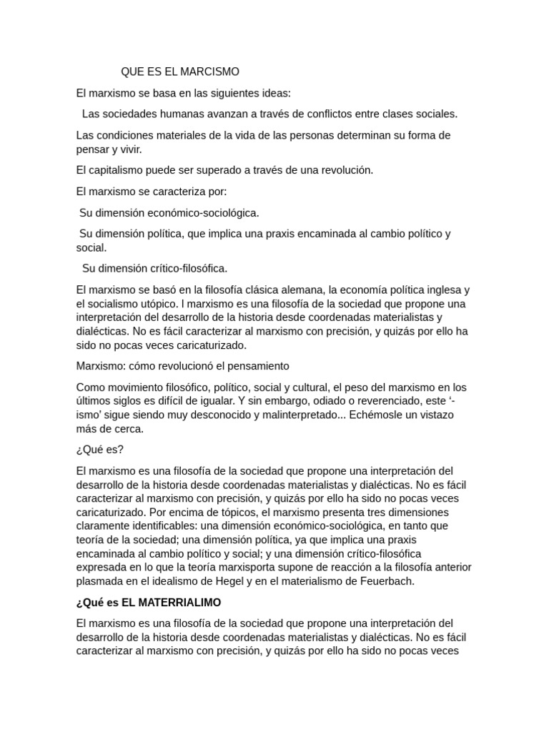 Qué es el marxismo: fundamentos y dimensiones | PDF | marxismo | Karl Marx
