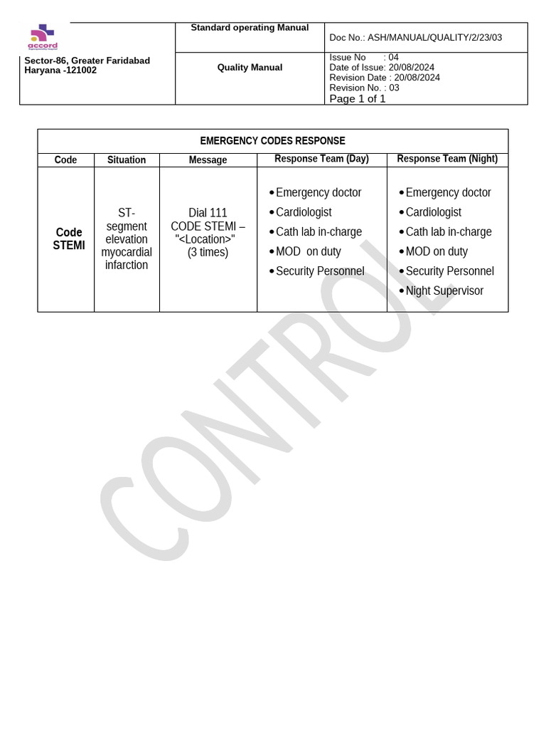 Code STEMI Structure | PDF