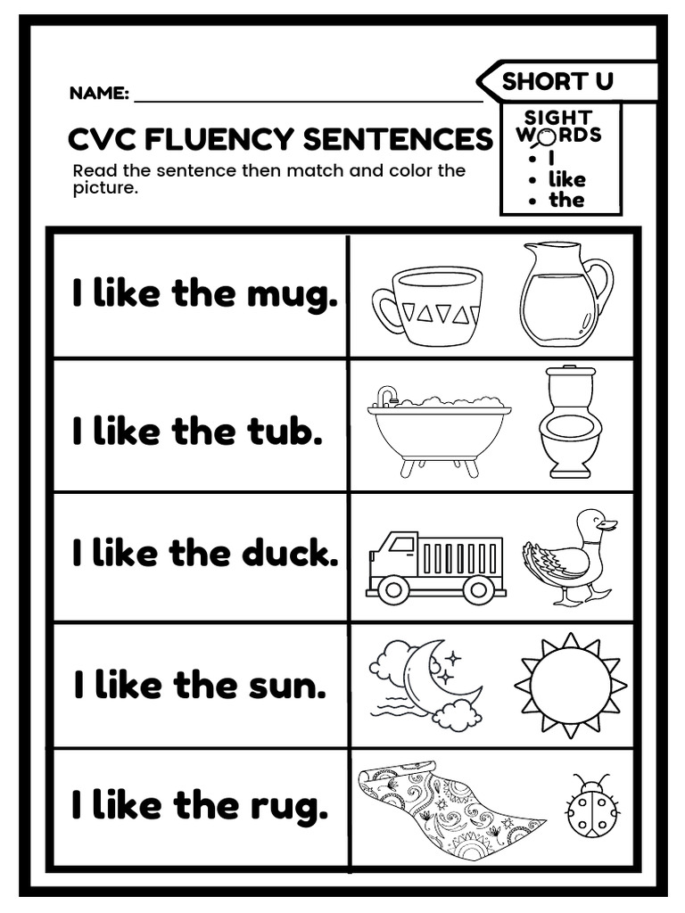 CVC Fluency Sentences: Short U | PDF