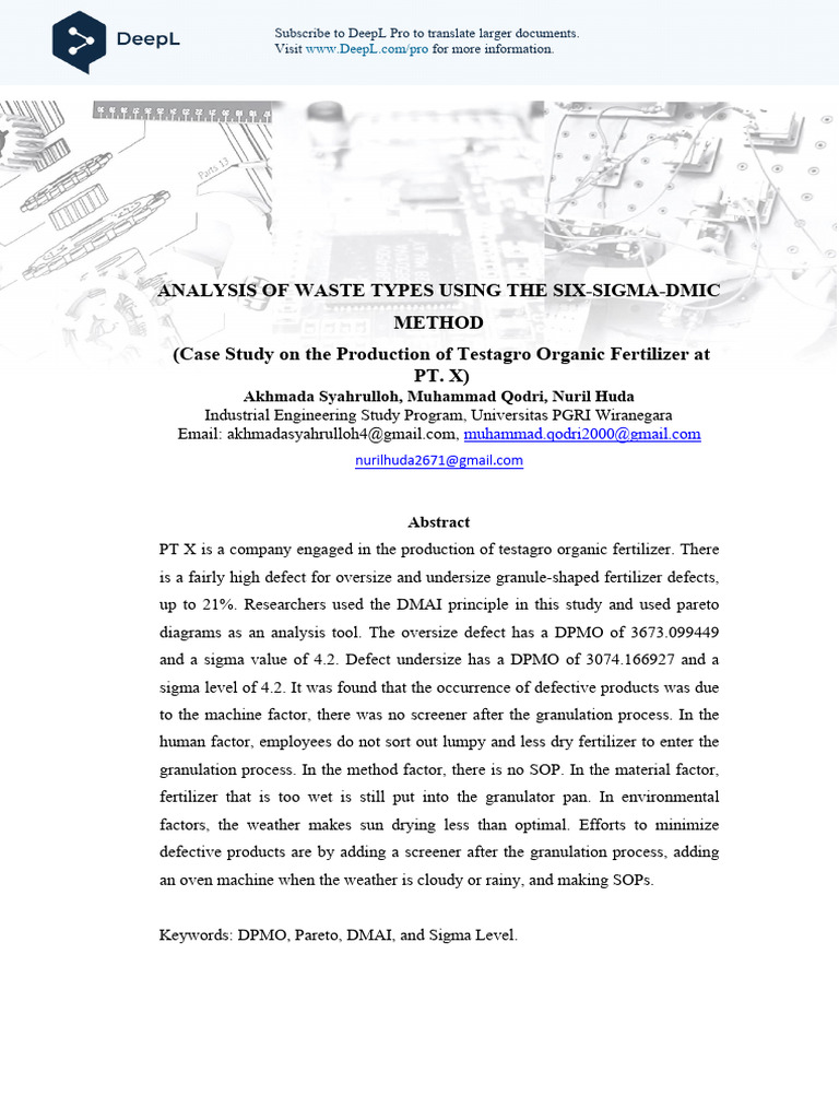 ANALISIS JENIS WASTE DENGAN MENGGUNAKAN METODE SIX-SIGMA-DMIC en | PDF | Six Sigma
