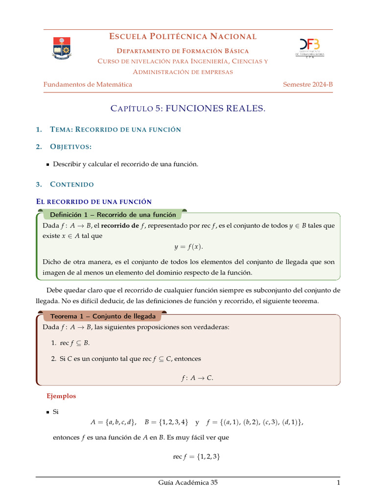 Recorrido de Funciones Reales | PDF | Función (Matemáticas) | Funciones y mapeos