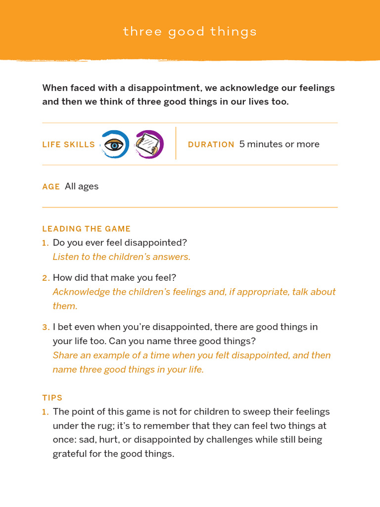 Three Good Things Exercise for Kids | PDF