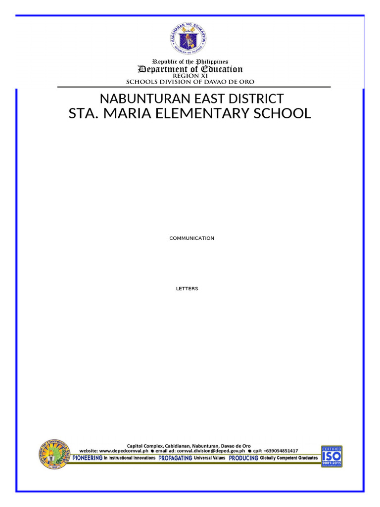 Communication Letters for Sta. Maria School | PDF