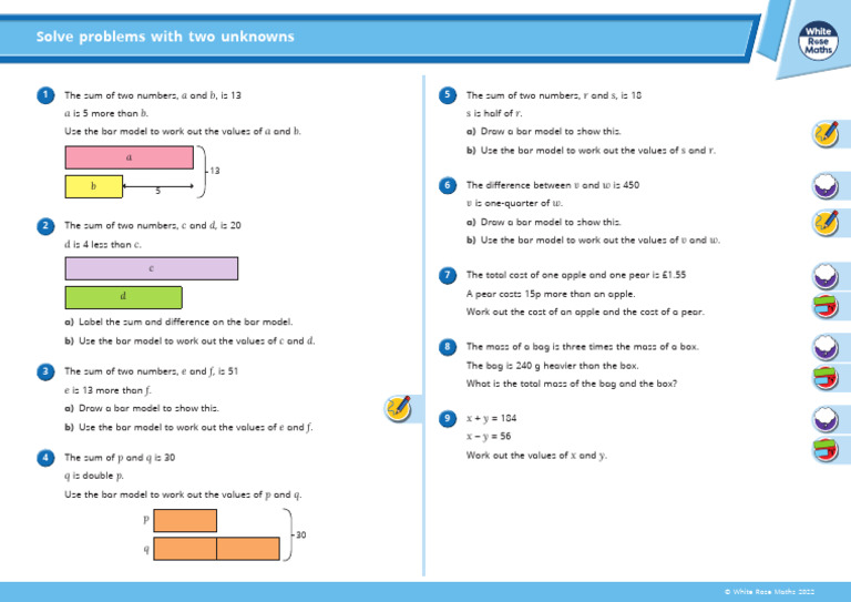 Y6 Spring Block 2 D10 Solve Problems With Two Unknowns 2022 | PDF