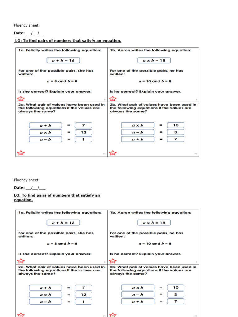 Day 3-Fluency Sheet | PDF