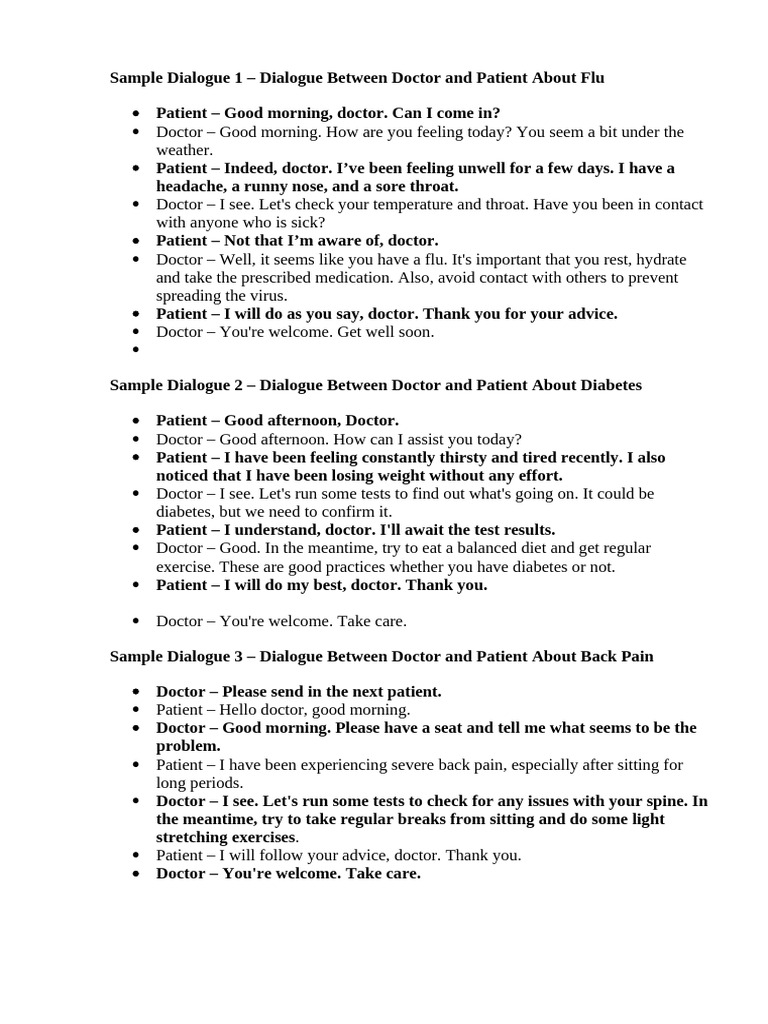Doctor Patient Dialogue | PDF