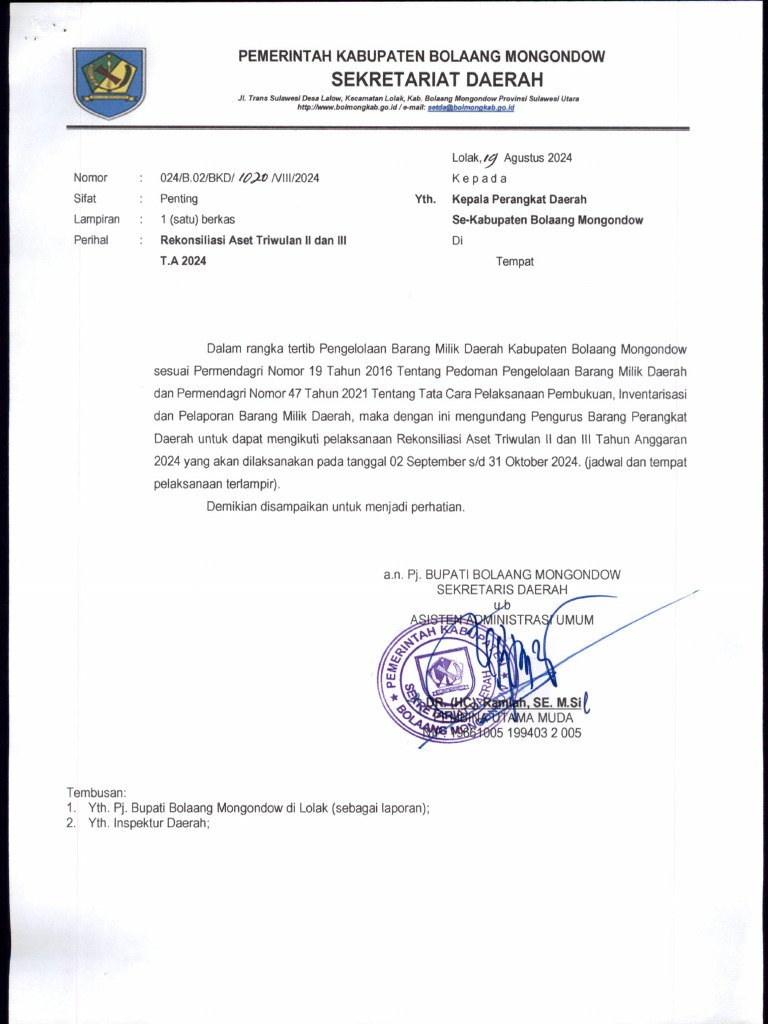 REKONSILIASI ASET TRIWULAN II DAN III New | PDF