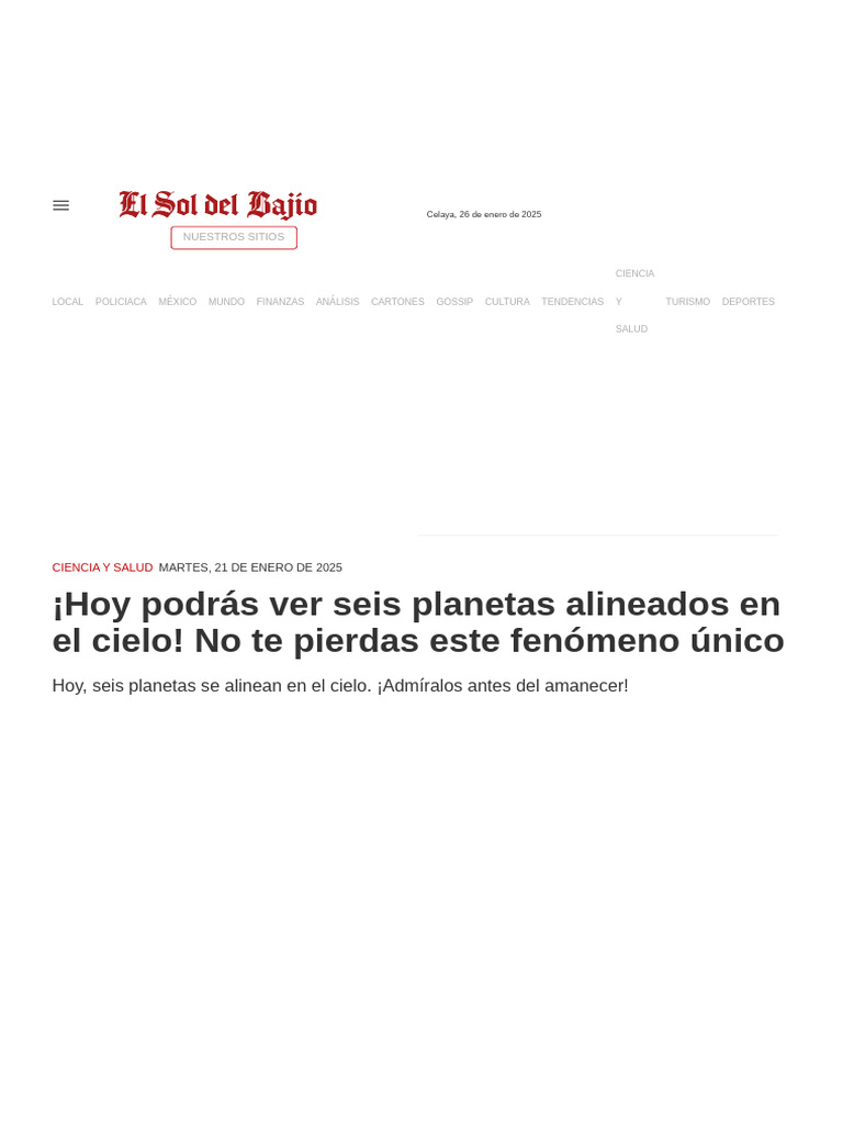 Alineación de planetas hoy | PDF | Planetas | Cielo
