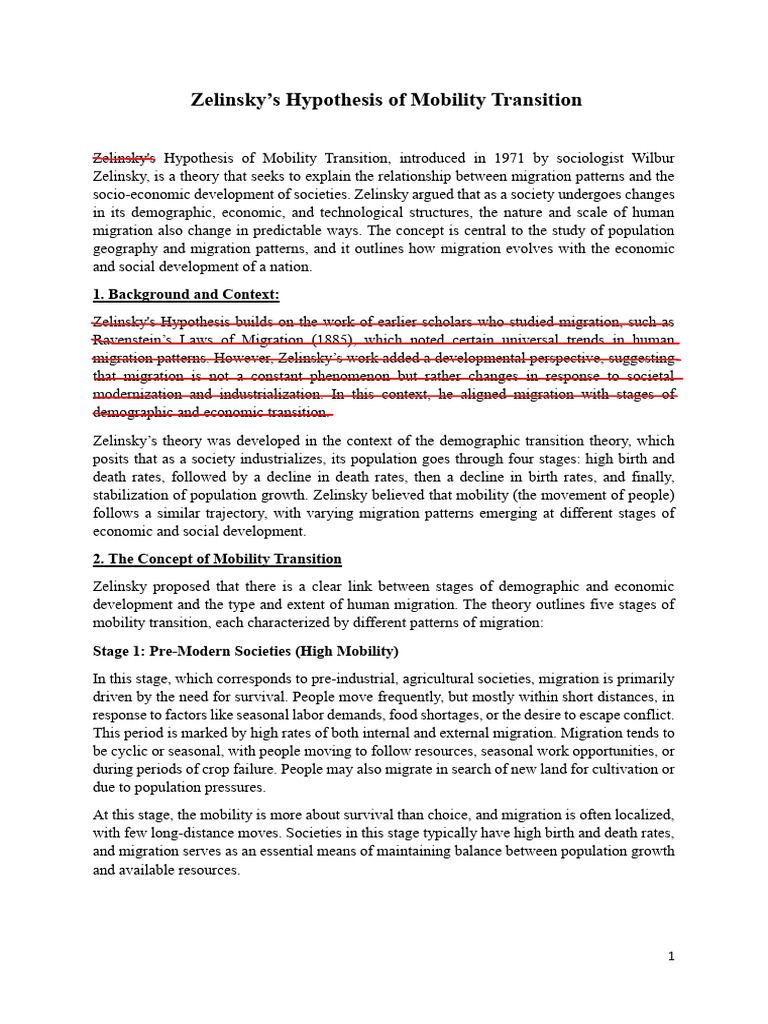 Zelinsky's Migration Transition Theory | PDF | Human Migration | Society