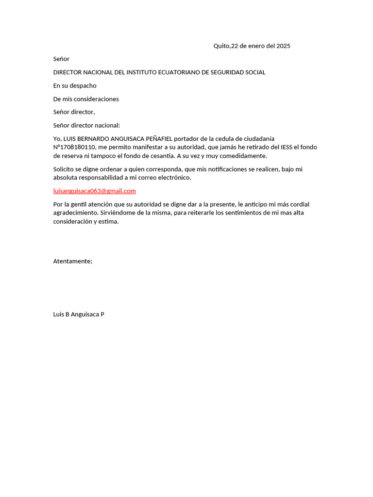 Solicitud Notificaciones IESS Ecuador | PDF