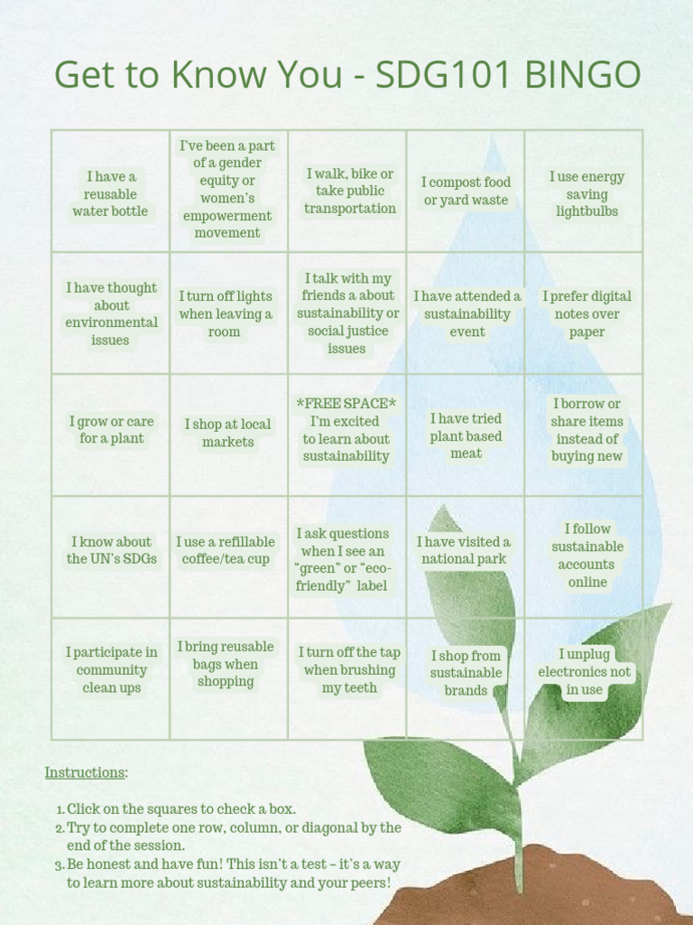 Sustainability Bingo Card | PDF