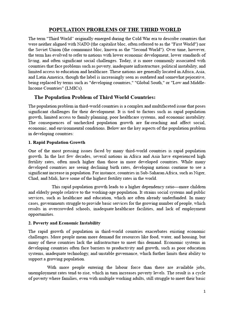 Third World Population Challenges | PDF | Developing Country | Poverty