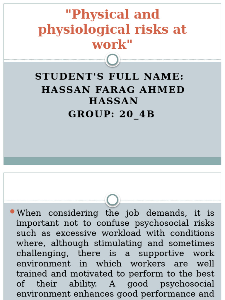 Physical and Physiological Risks at Work-1 | PDF | Sedentary Lifestyle ...