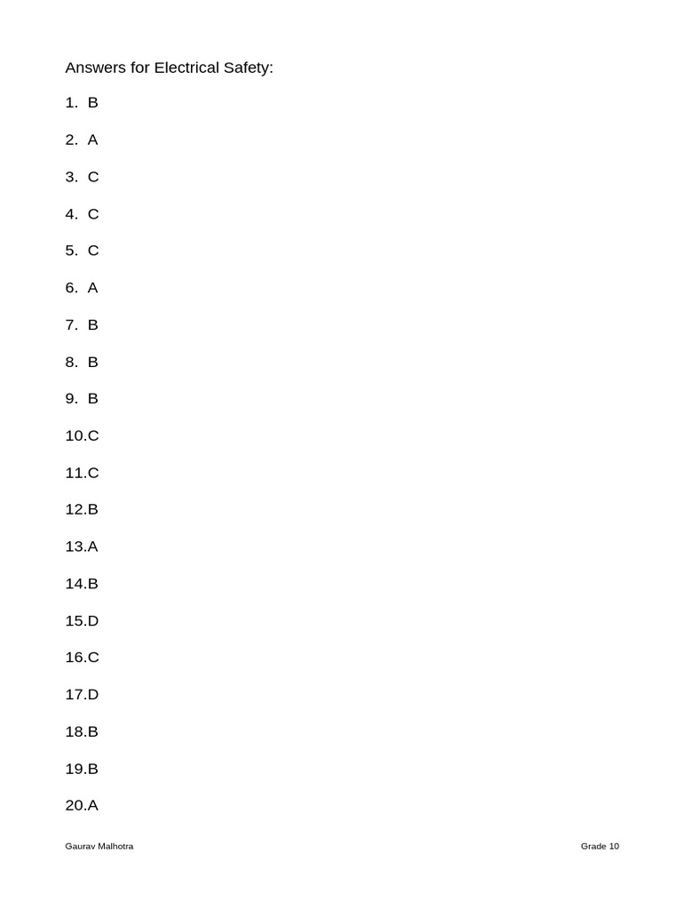 Electrical Safety Mcq Ms | PDF