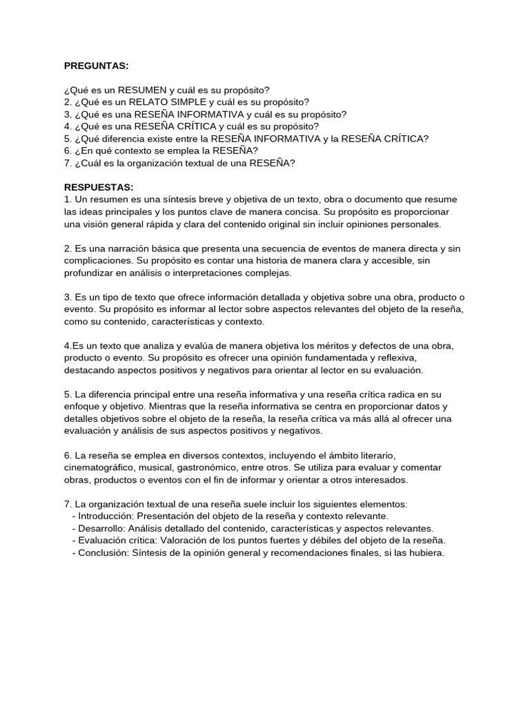 Definición y Propósito del Resumen | PDF