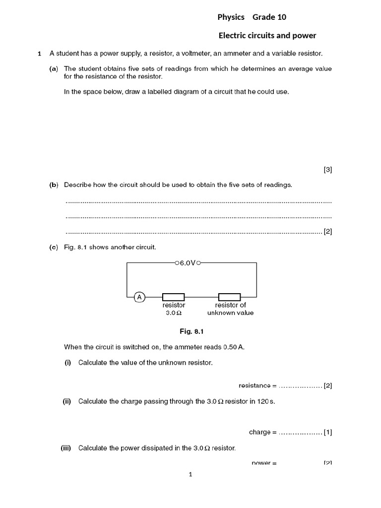Grade 10 Physics: Electric Circuits | PDF