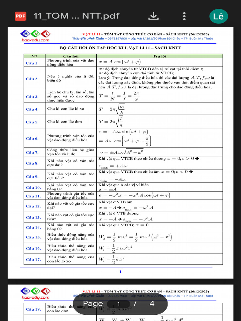 11_tom Tat Cong Thuc - Kntt.pdf - Google Drive | PDF