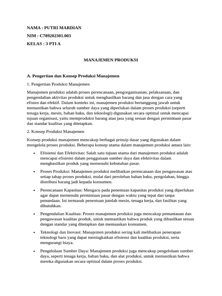 Manajemen Produksi | PDF