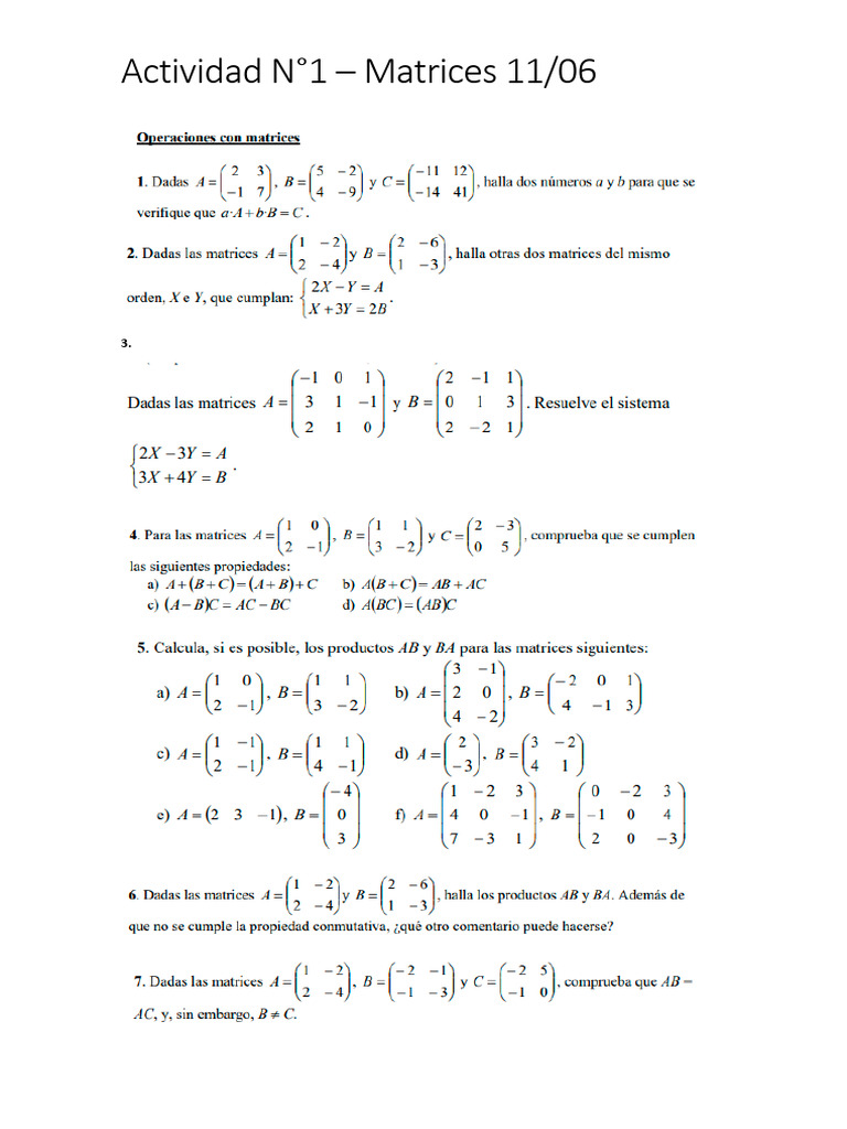 Operaciones Con Matrices | PDF